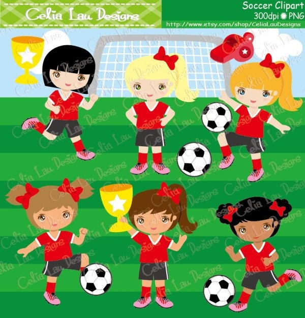 Soccer girl clipart Football girl Digital Clipart/ Soccer | Etsy