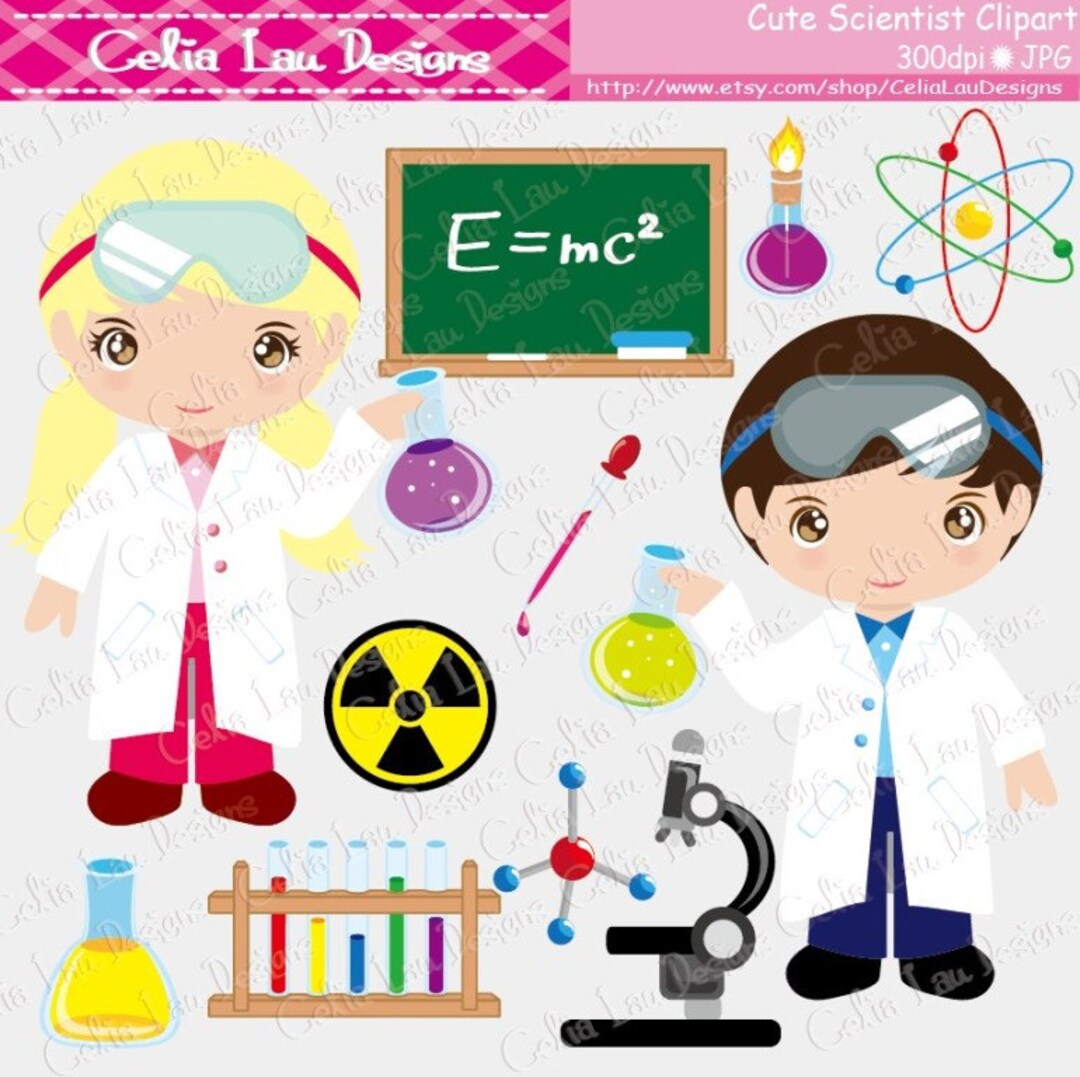 Cute Scientist Digital Clipart, Mad Scientist Clip Art CG034, Scientist ...