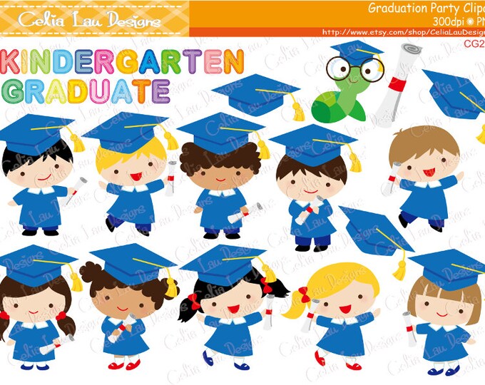 Blue Graduation Clipart - Etsy
