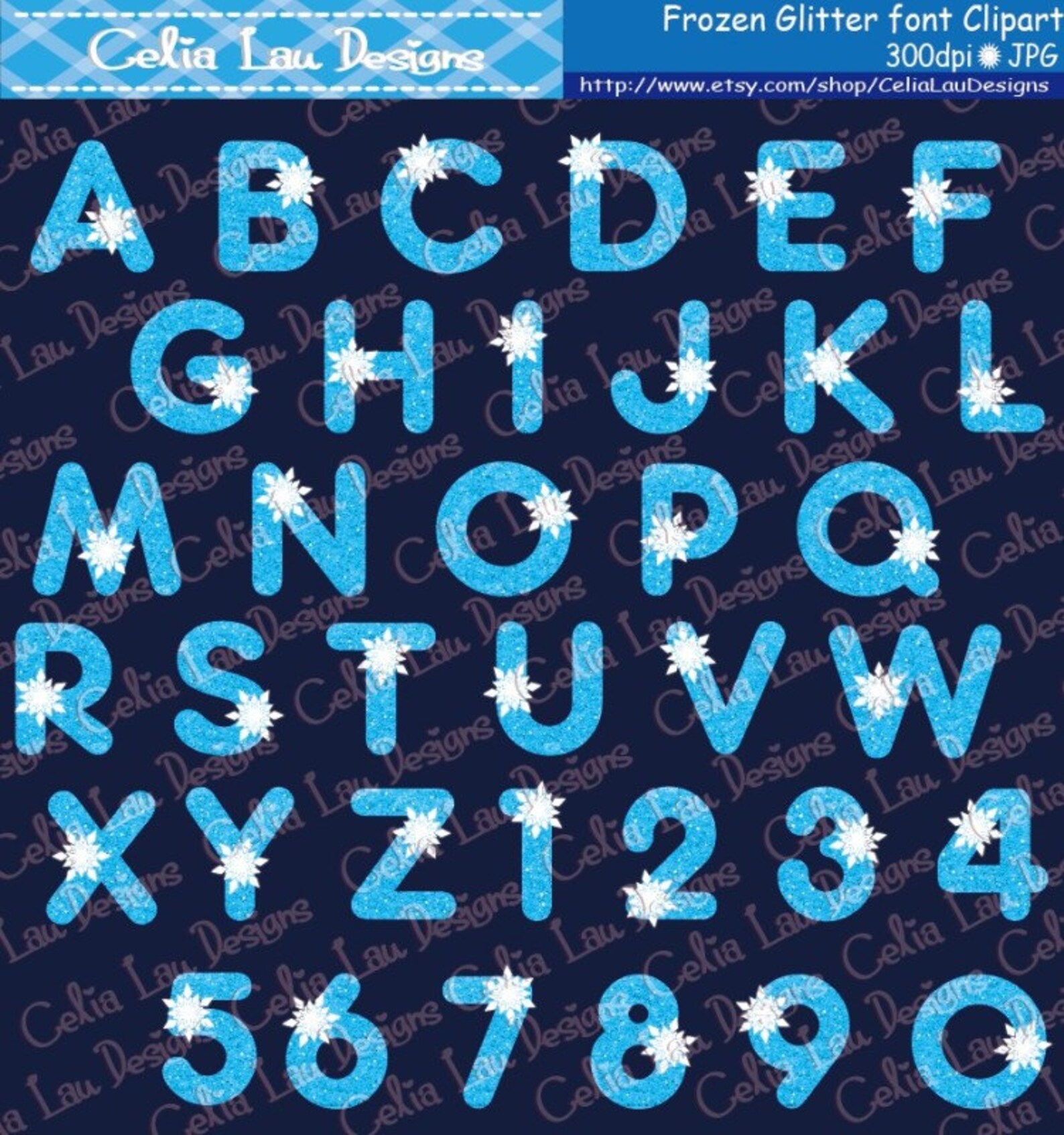 Glitter Alphabet Clipart With Frozen Snowflakes Glitter Font - Etsy