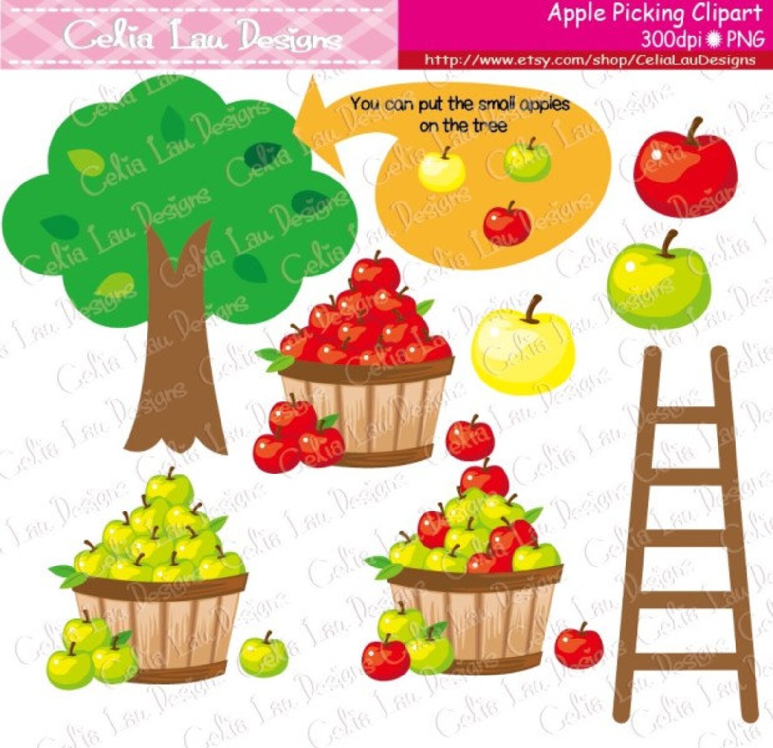 Apple picking clipart Fall clipart Harvest Digital Clip art | Etsy