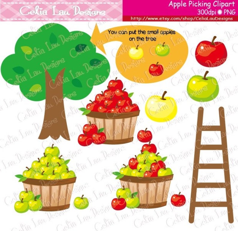 Apple Picking Clipart Fall Clipart Harvest Digital Clip Art - Etsy Canada