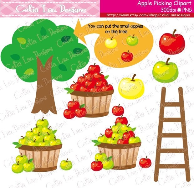 Apple Picking Clipart Fall Clipart Harvest Digital Clip Art - Etsy Canada