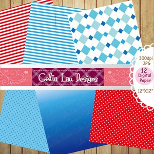 Nautical Background Set , Sailor Baby Shower Digital Paper, Blue ...