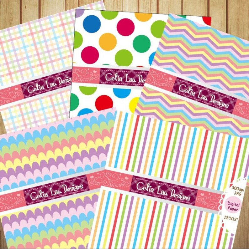Rainbow Digital Paper Rainbow Scrapbook Paper Chevron | Etsy