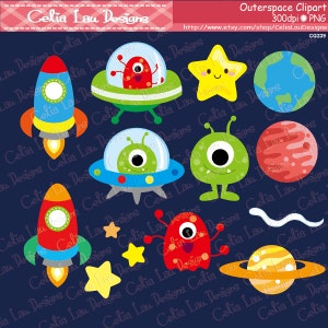 Outer Space Clipart, Boy Astronauts, Rockets, Aliens, Planets, Star - Etsy
