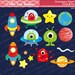 Outer Space Clipart, Boy Astronauts, Rockets, Aliens, Planets, Star - Etsy