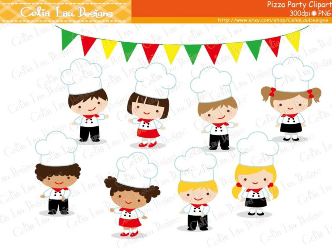 Chef Clipart Pizza Party Clipart Little Chef Clip Art and | Etsy