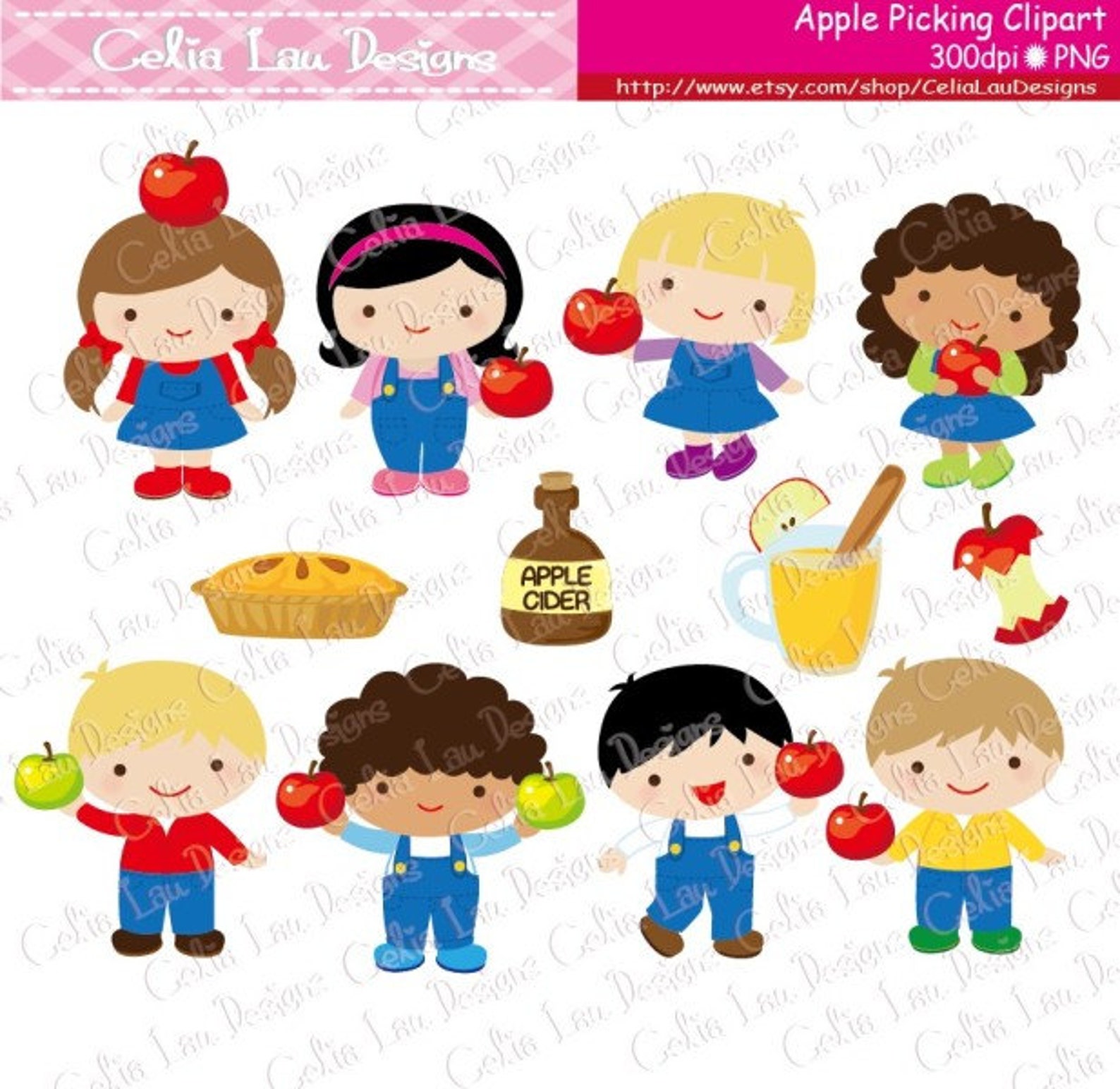 Apple Picking Clipart Fall Clipart Harvest Digital Clip Art - Etsy Canada