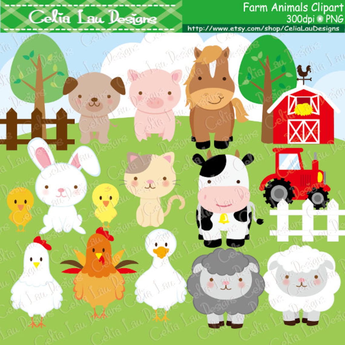 Farm Animals Clipart Cute Farm Animals Clip Art farm Clipart - Etsy UK