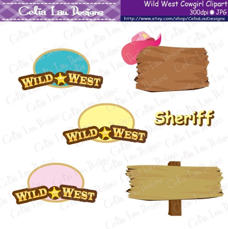 Cowgirl Clip Art / Sheriff Clip Art / Wild West Cute Cowgirls - Etsy