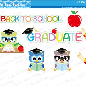 School Owls Clipart , Graduation Owls , Back to School Owls Clip Art ...