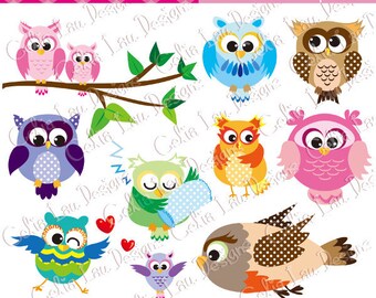 Cute Owls Clipart - Etsy