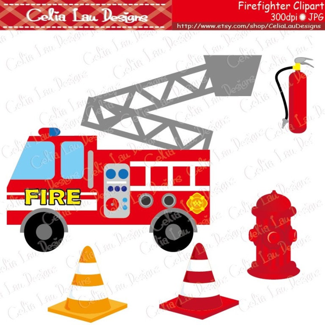Cute Firefighter Clipart Fireman Clip Art CG035 - Etsy