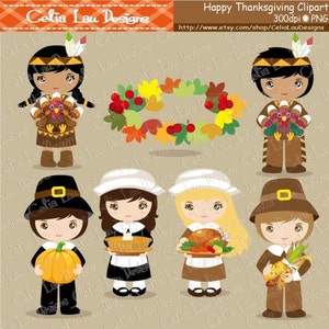 Thanksgiving Clipart, Turkey Clipart, Pilgrim Clipart, Indian Clipart ...