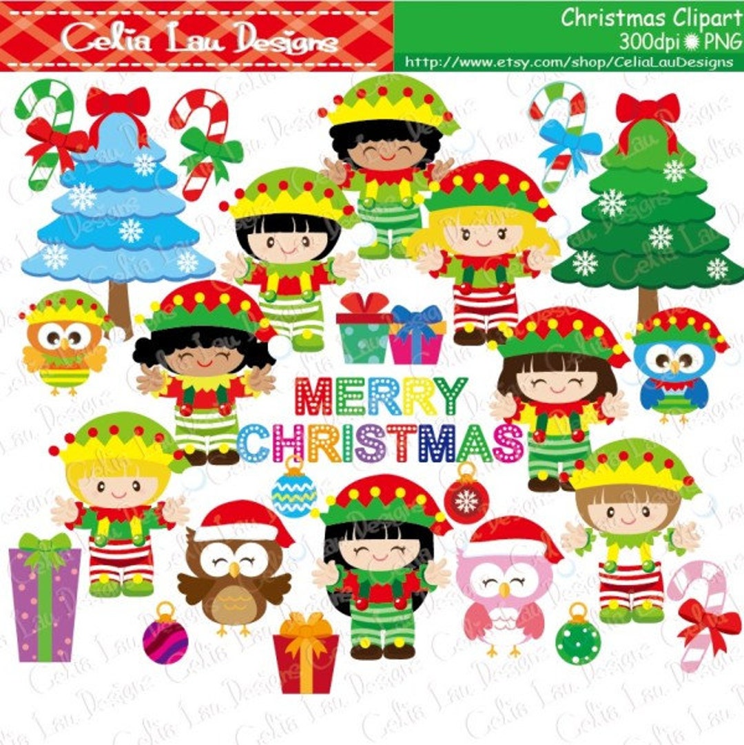 CHRISTMAS KIDS Digital Clipart, Christmas Clipart, Owl Clipart, Elves ...
