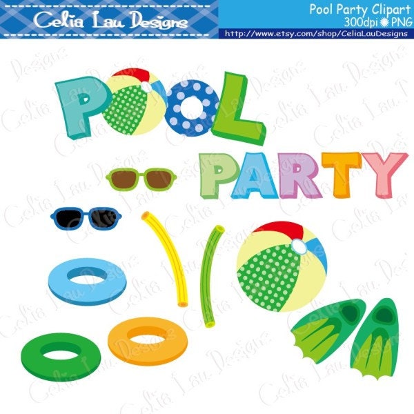 Boys Pool Party / Swim Party Invitation / Swimming Clipart / - Etsy