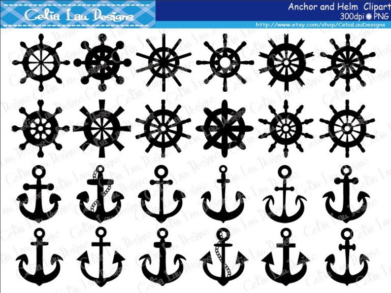 Anchor Clipart Helm Clipart Nautical Clip Art Sailing - Etsy