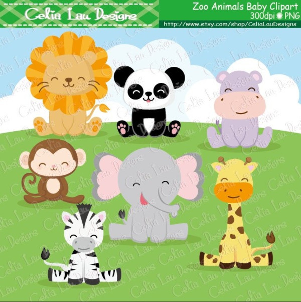 Zoo Animals Digital Clip Art Baby Animals Clipart Cute - Etsy