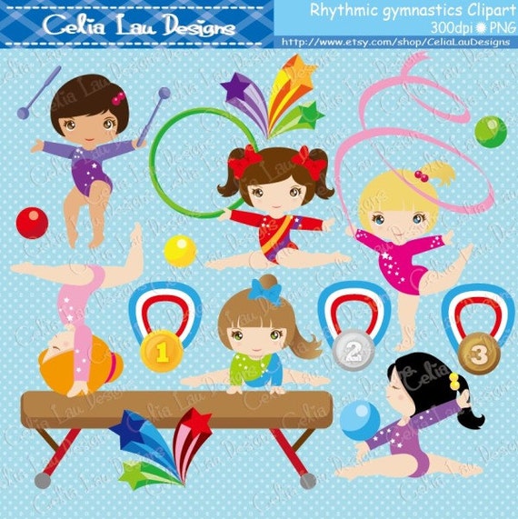 Gymnastics Clipart Cute Girl Sport Clip Art Rhythmic | Etsy Canada