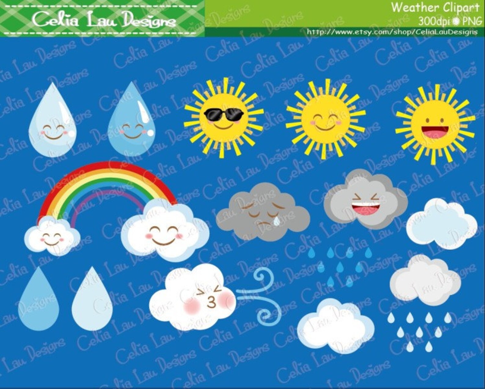 Buy Weather Symbol Clipart / Weather Clip Art / Cloud Sun Online in ...