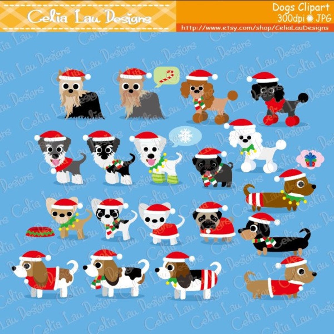 Christmas Dog Clipart Puppy Clipart Cute Dogs Clip Art | Etsy