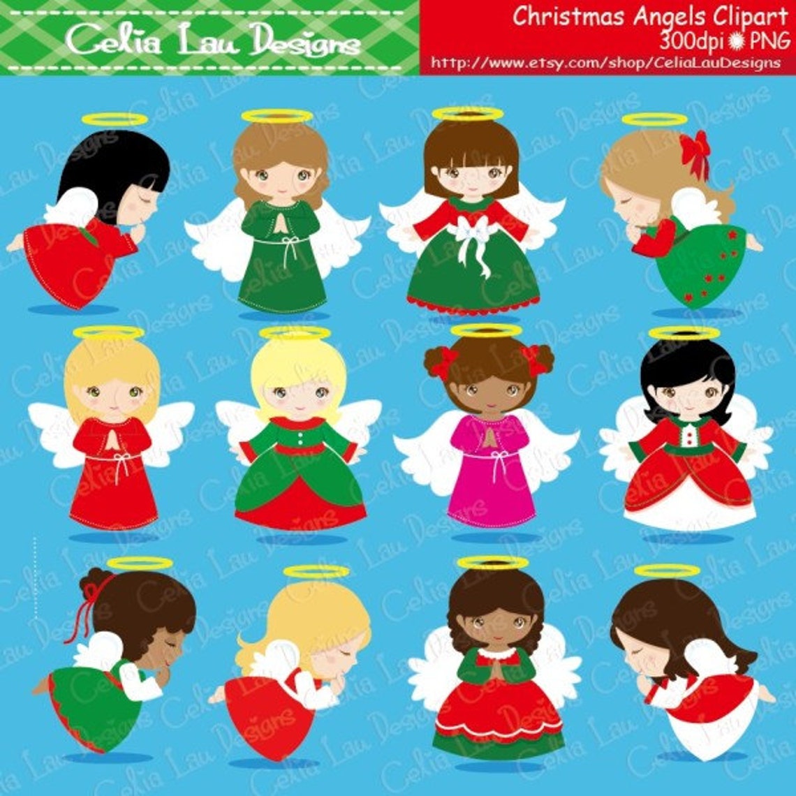 Christmas Angels Digital Clipart Angel Clipart Angel Clip - Etsy