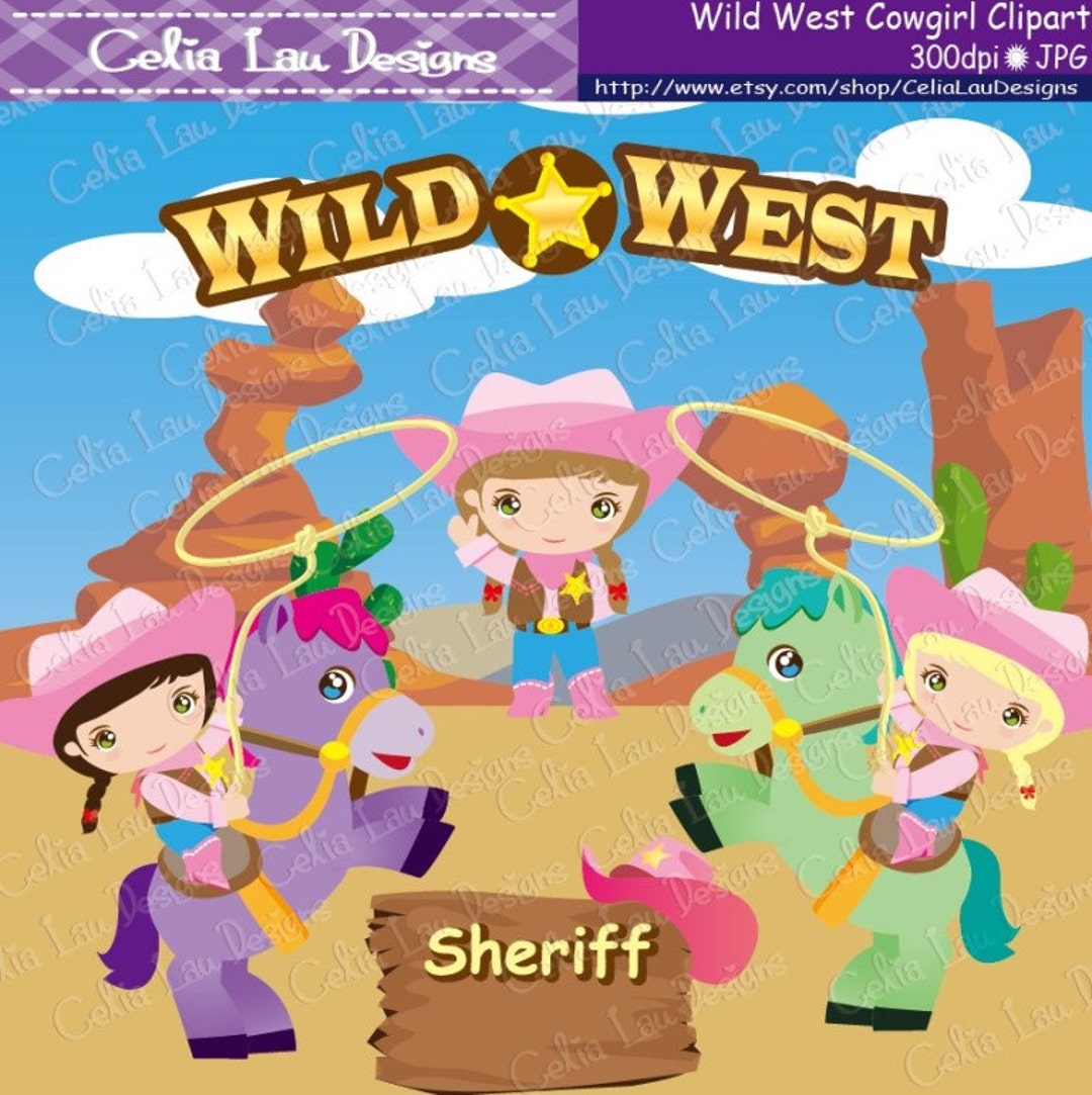 Cowgirl Clip Art / Sheriff Clip Art / Wild West Cute Cowgirls Clipart ...