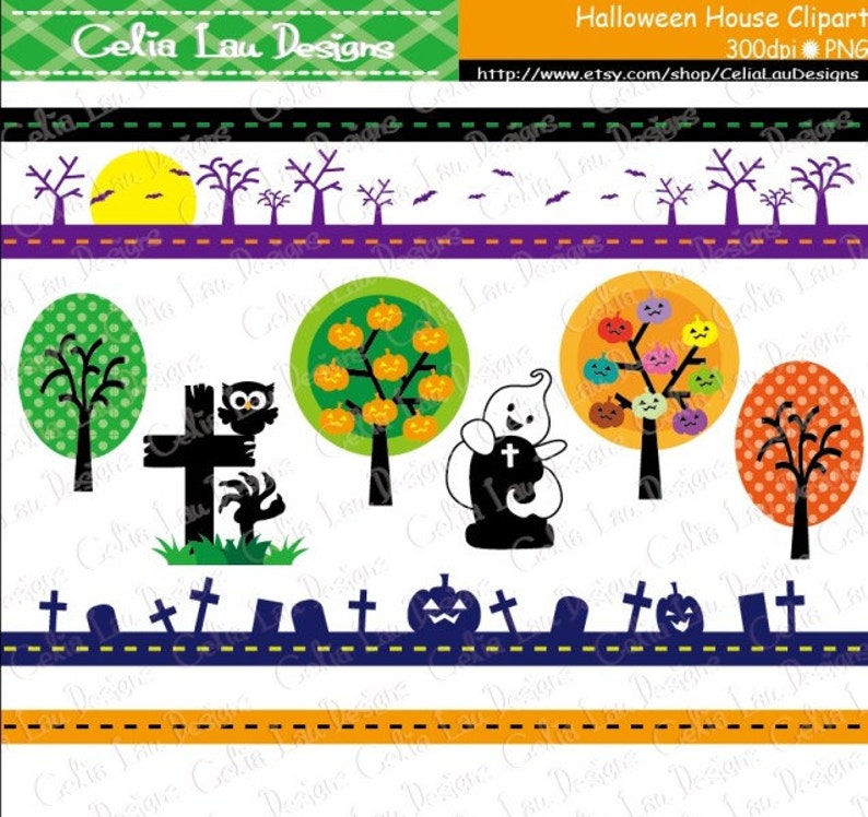 Halloween House Clipart Haunted Houses Digital Clipart - Etsy