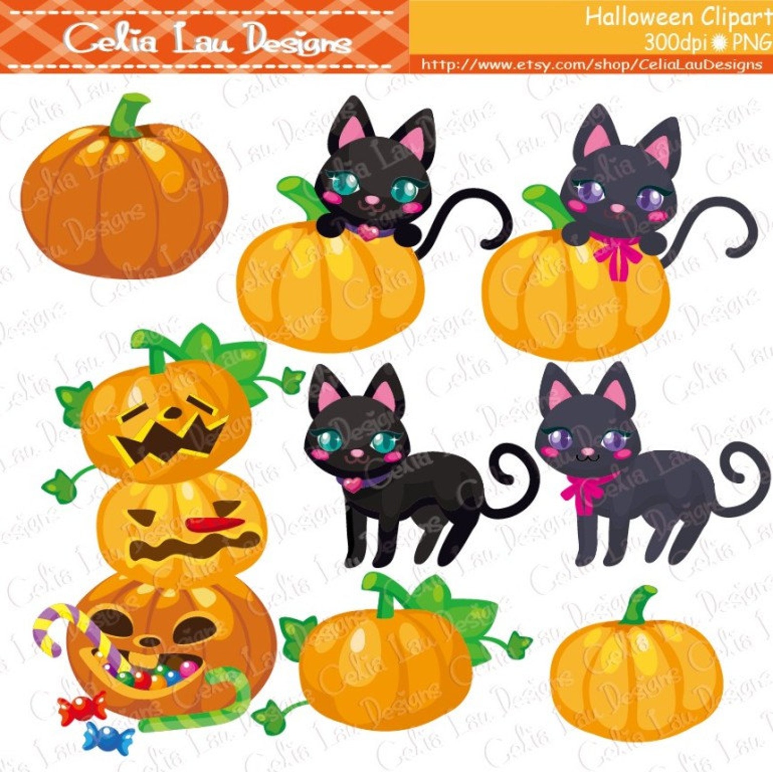 Pumpkin clipart Black Cat clipart Pumpkin Patch Pumpkin | Etsy
