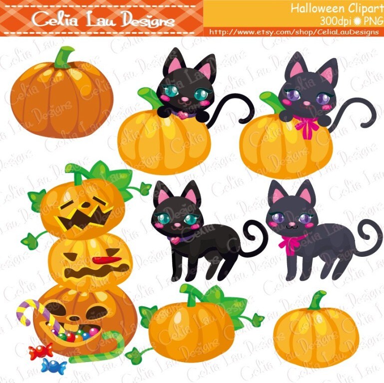 Pumpkin clipart Black Cat clipart Pumpkin Patch Pumpkin | Etsy