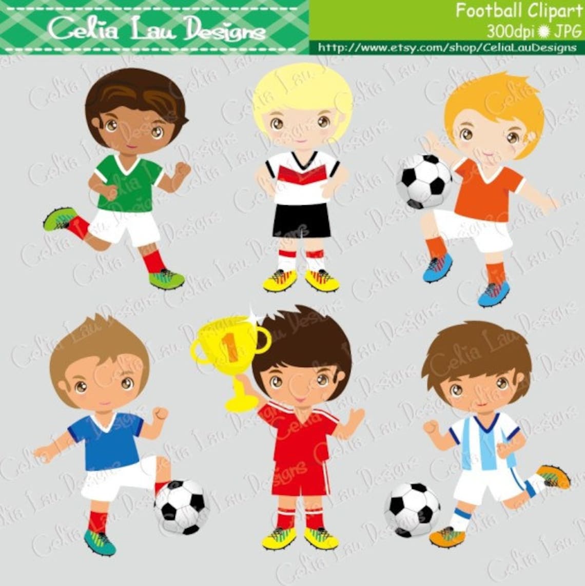 Football Party Clipart 2 Football Digital Clipart/ Soccer - Etsy