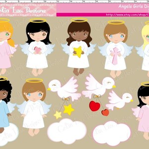 Cute Angel Baptism Clipart, Cute Angels Girls, Baptism Clipart, Baby ...