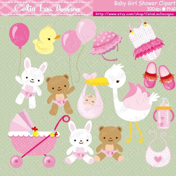 Baby Girl Clipart Girl Baby Shower Digital Clip Art Set - Etsy