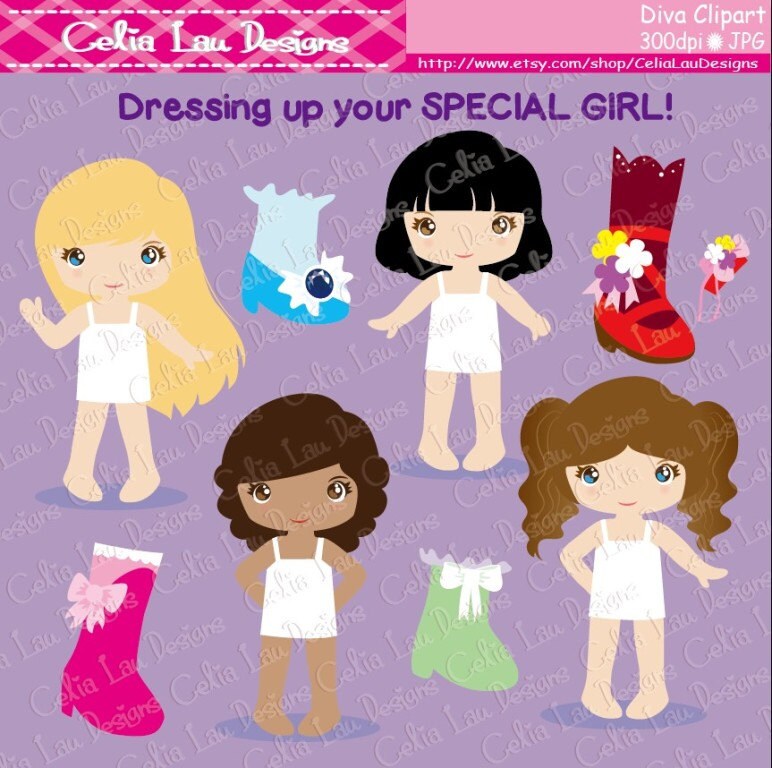 Diva Princess Party Digital Clipart / Little Girls Diva Party - Etsy