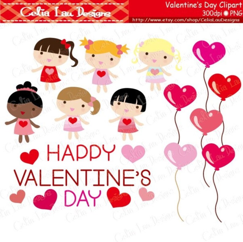 Valentine Kids Clipart Valentine Baby Clipart Kawaii Kids - Etsy