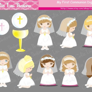 First Communion Clipart / Girl 1st Communion Digital Clipart / INSTANT ...
