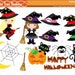 Witch Clipart, Black Cat Clipart, Happy Little Witches, Halloween ...