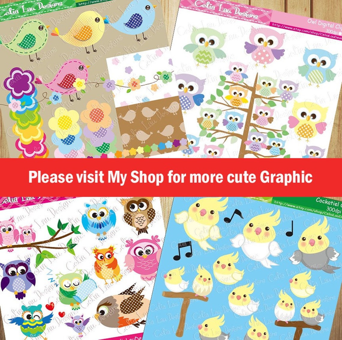 Pastel Birds Clipart Set flower clipart spring bird | Etsy