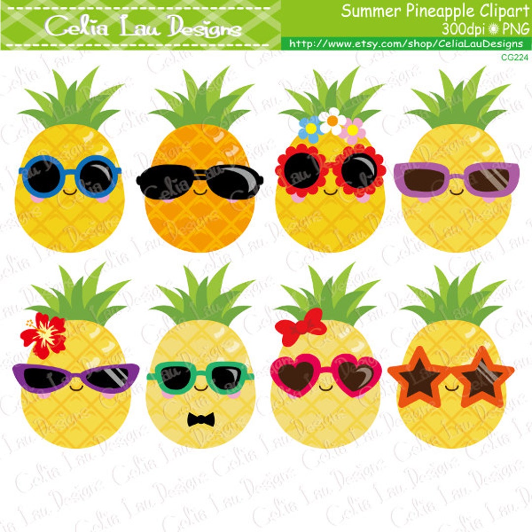 Pineapple Clipart, Cute Pineapple Clip Art , Sunglasses Clipart ...