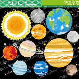 Planets Digital Clipart, Solar System, Outer Space Clipart - Etsy