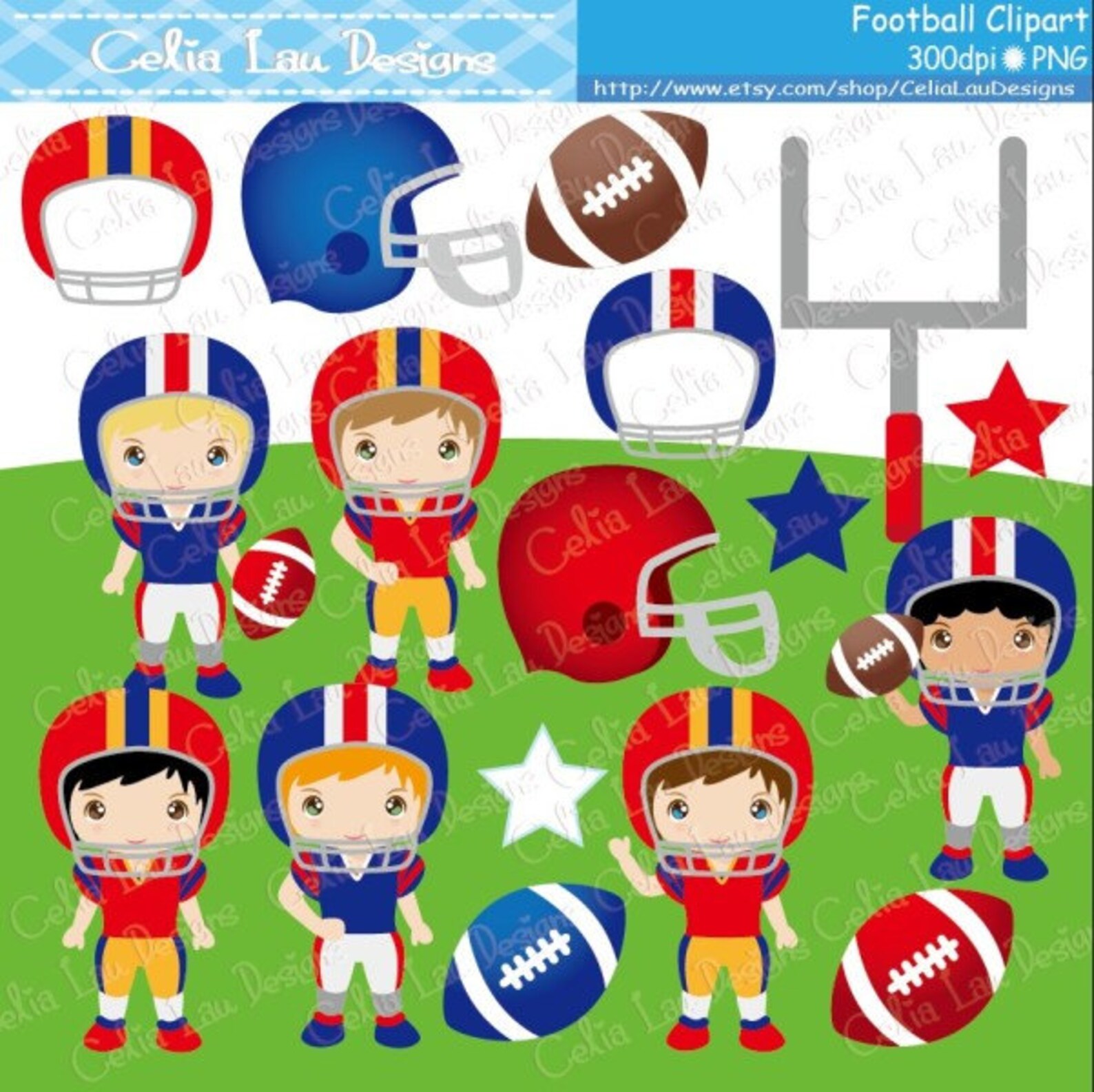 Football Clipart / Football Season Clip Art / Sport Kids Clip | Etsy