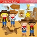 Cowboy Clip Art / Cute Cowboys Clipart and Digital Paper Background ...