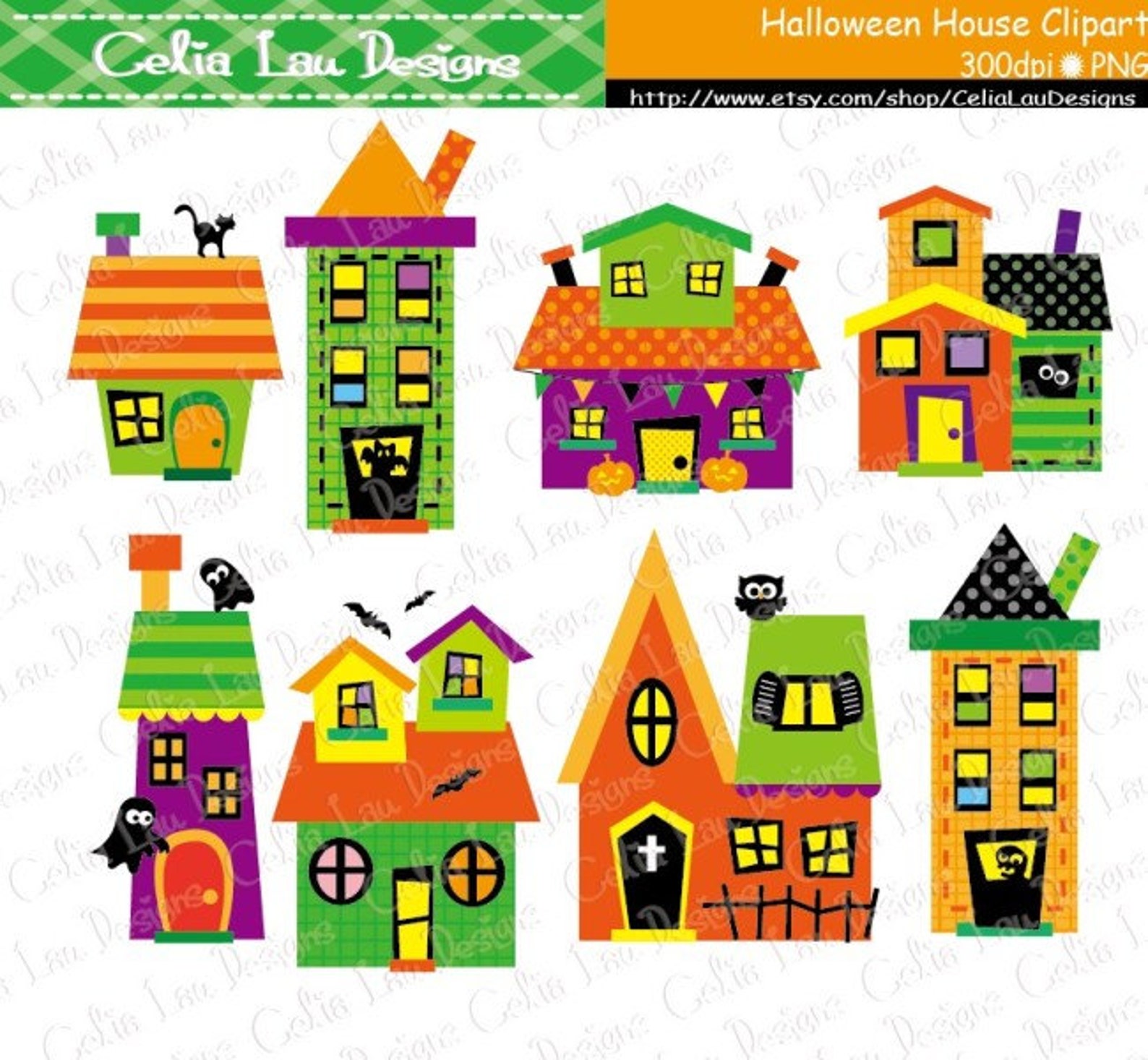 Halloween House Clipart Haunted Houses Digital Clipart - Etsy