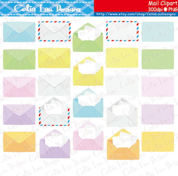 Mail Clipart Postage Letters Stamps Envelope Digital - Etsy