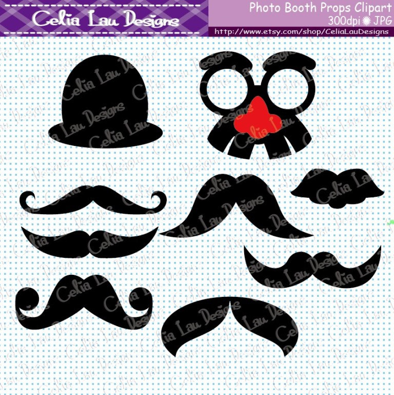 Mustache Clipart Photo Booth Props Hats and Spectacles / DIY | Etsy