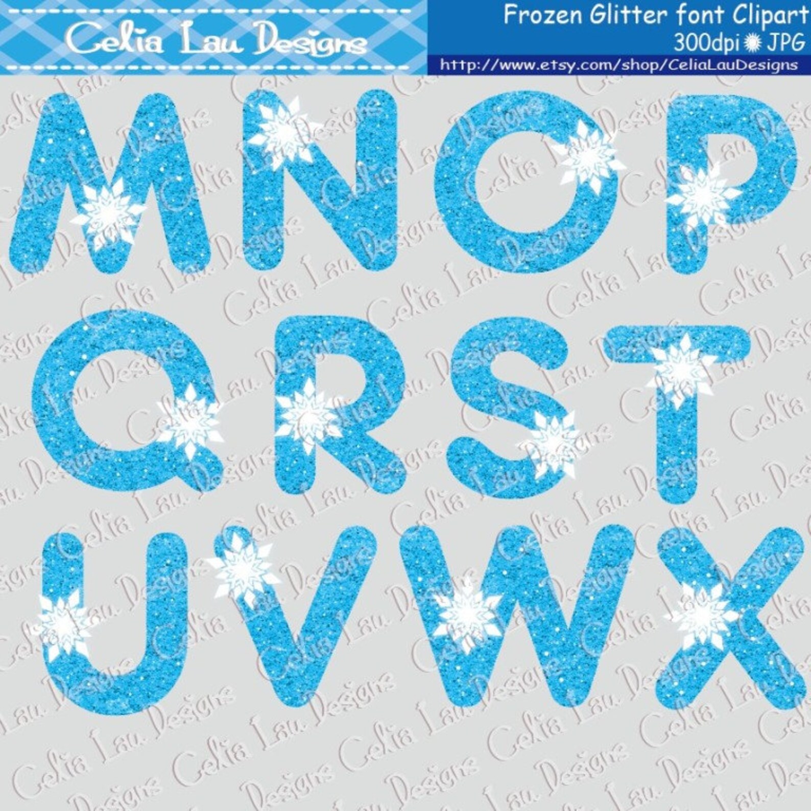 Glitter Alphabet Clipart With Frozen Snowflakes Glitter Font - Etsy