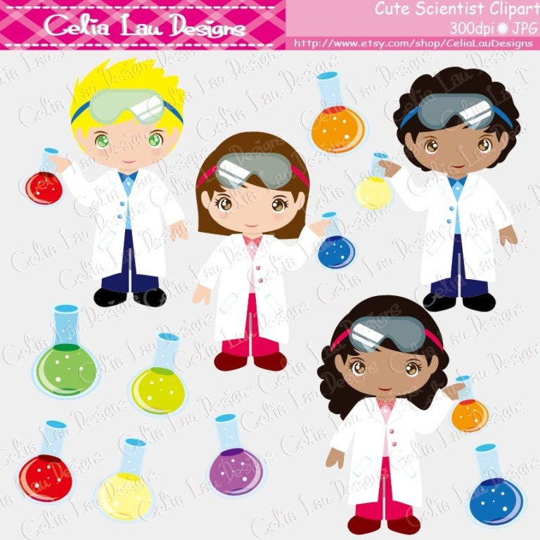 Cute Scientist Digital Clipart Mad Scientist Clip Art - Etsy UK
