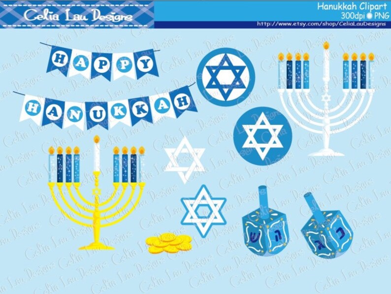 Happy Hanukkah Celebrations Printable Hanukkah Clipart | Etsy