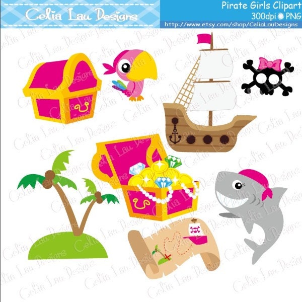 Pirate Girl Clipart/ Cute Girl Pirate Clip Art CG191 - Etsy